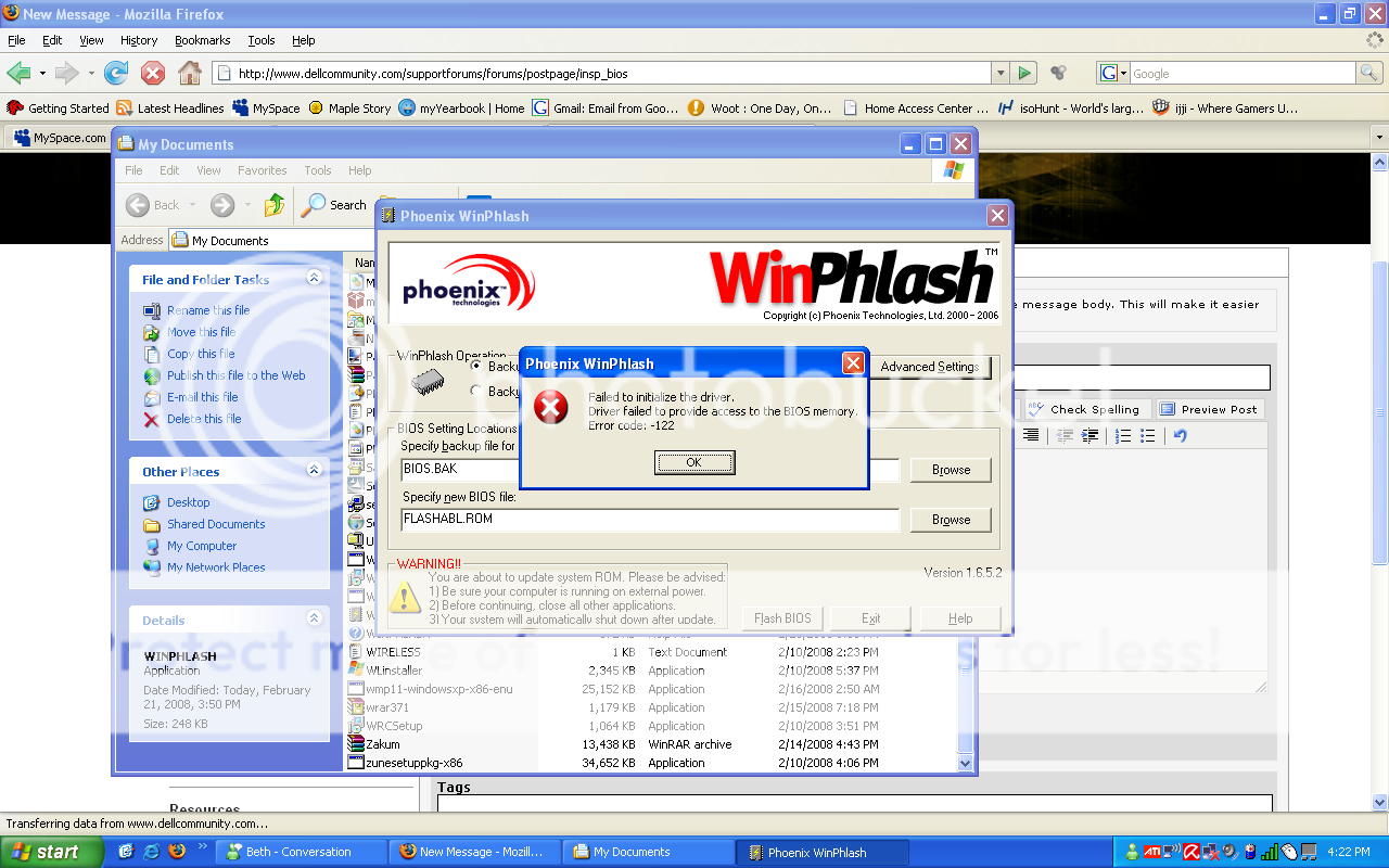 ‎Inspiron 1501 BIOS update 2.6.3 error -122 | DELL Technologies